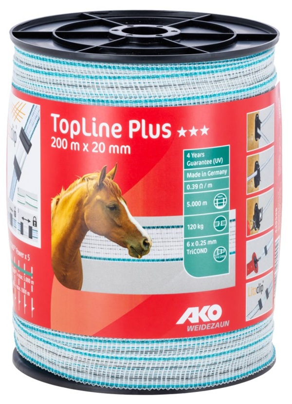 Trak TOP 20mm,120kg, 200m, bela/petrol - Mehanizacija Miler